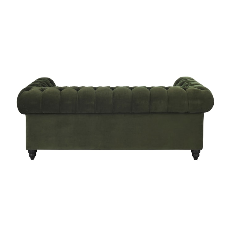 Groene katoenfluwelen gecapitonneerde zetel met 3/4 zitplaatsen ...