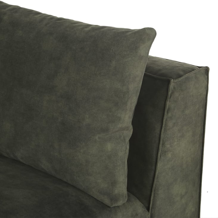 Groene linkse chaise longue van fluweel met marmereffect voor modulaire ...