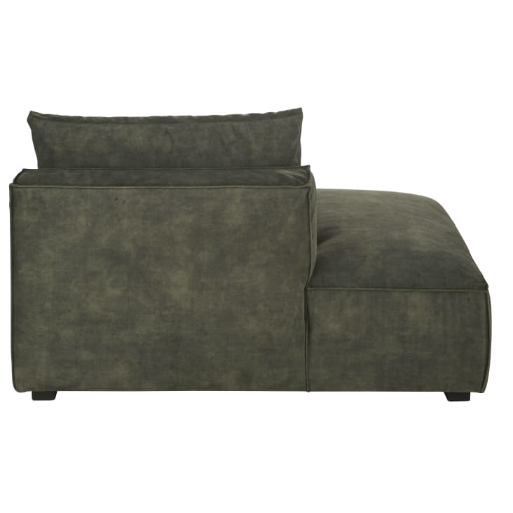 Groene linkse chaise longue van fluweel met marmereffect voor modulaire ...