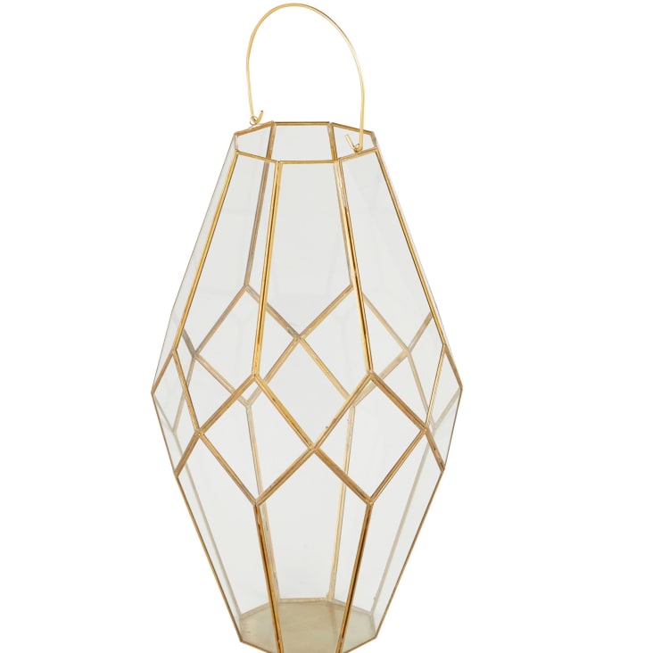 Grote glazen lantaarn met goudkleurig metalen frame Perseus | Maisons ...