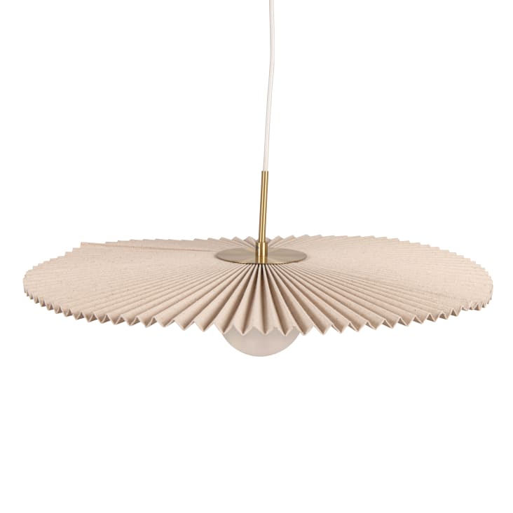 Hanglamp van geplisseerd wit gerecycled polyester en opaal glazen bol ...