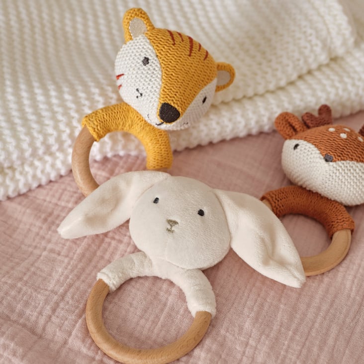 Hochet bébé lapin écru et doré Valensole | Maisons du Monde