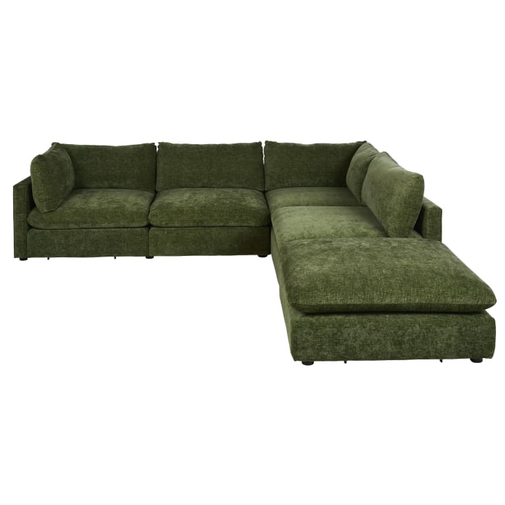 Hoekbank 5/6 personen in groene chenille stof Sunset | Maisons du Monde