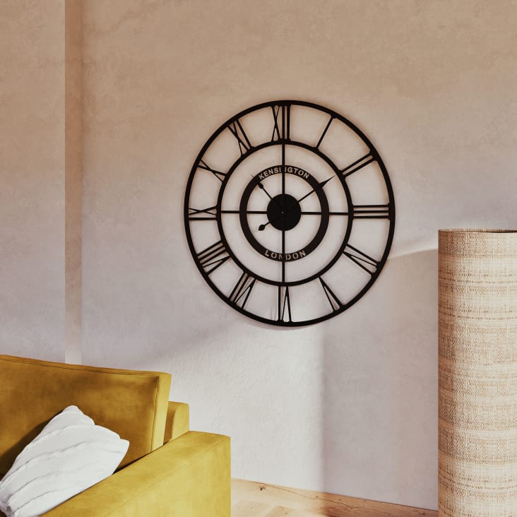 Horloge murale industrielle lumineuse en métal marron D110 KENSINGTON ...