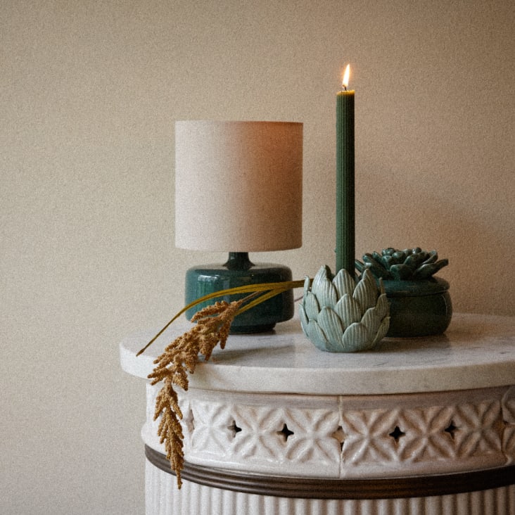 JUNHA tafellamp van keramiek met lampenkap van linnen, donkergroen Junha | Maisons du Monde