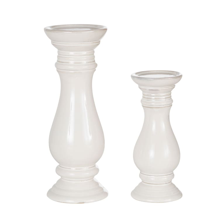 Kaarsenstandaards van gebroken wit aardewerk (x2) Constance | Maisons ...