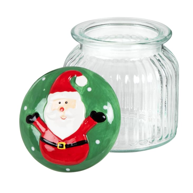 Kerstman vaas van glas en groen, rood, wit en zwart aardewerk H14 ...