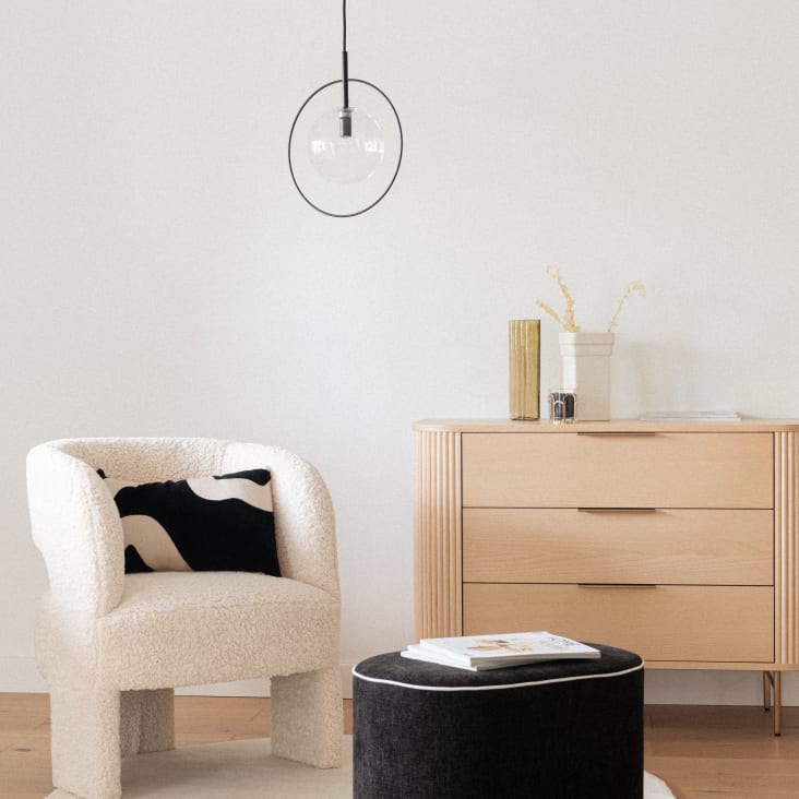 Lampada a sospensione in metallo nero e globo in vetro Coronella ...