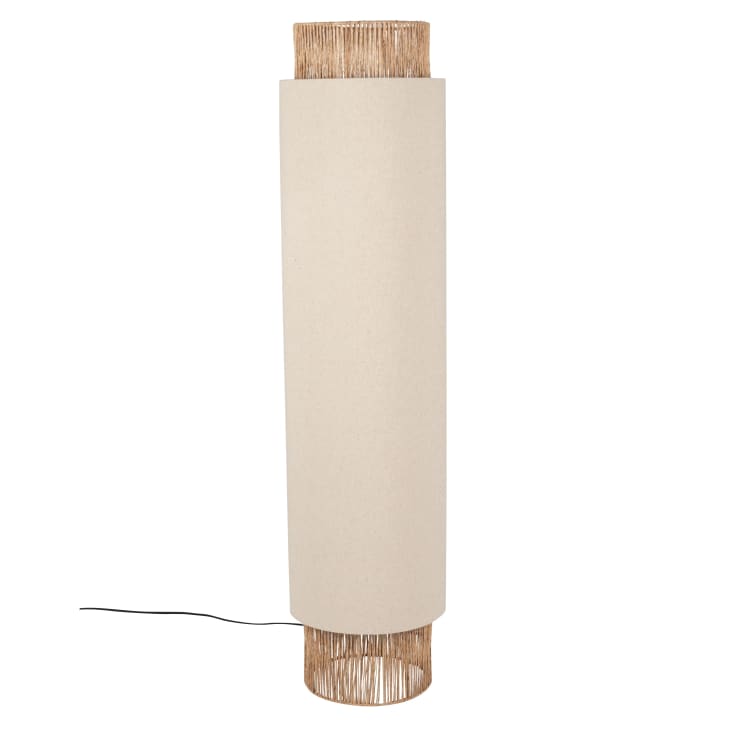 Lampadaire tube en lin et jute H126 Cundelee | Maisons du Monde