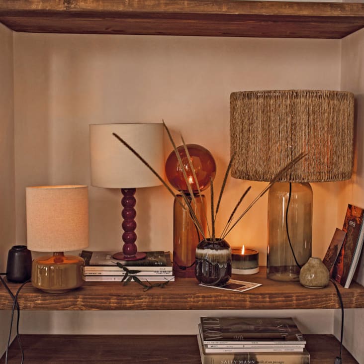 Lámpara de cerámica en amarillo mostaza con pantalla color crema JUNHA | Maisons du Monde