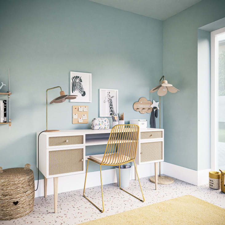 Lámpara de pie con forma de pétalos de flor dorada y beige, Alt. 143 ...