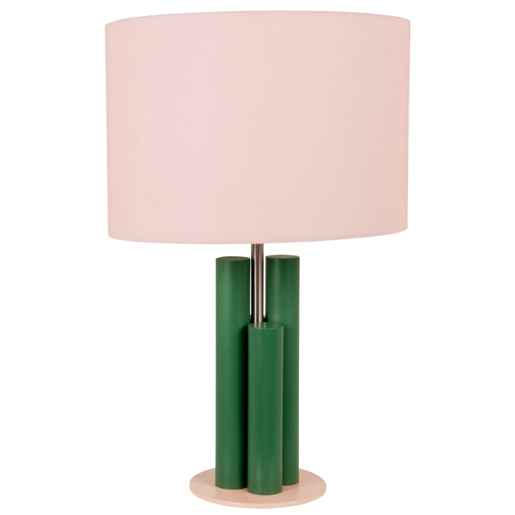 Lampe 4 Tubes En Métal Vert Et Abat Jour Rose Tottenham Maisons Du Monde