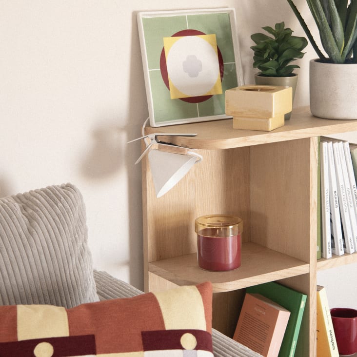 Lampe à pince en bois d'hévéa et métal bicolore Uguus | Maisons du Monde