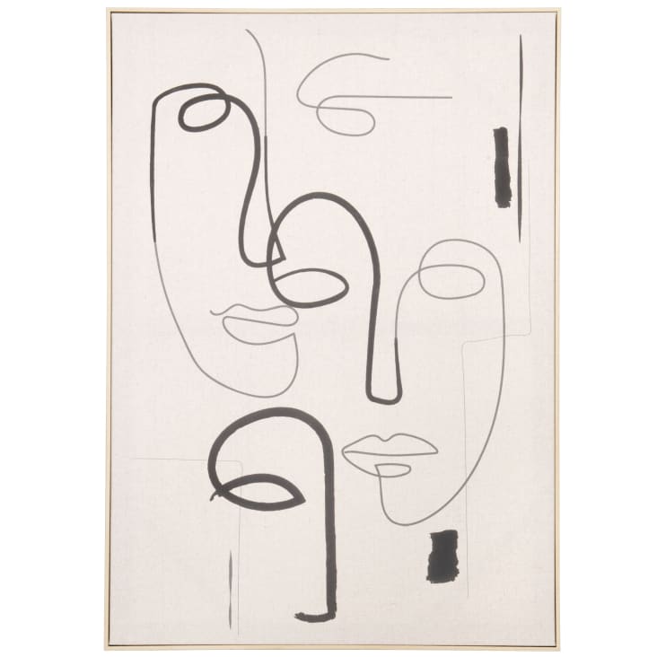 Lienzo de lino con estampado de rostros abstractos negros 58 x 80 GRETA ...