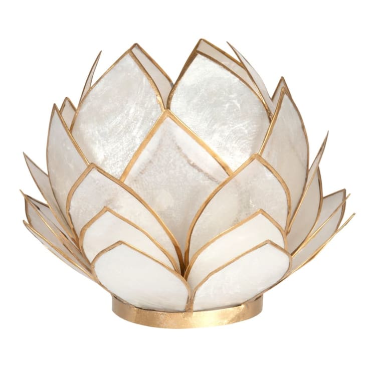 Lumignon nénuphar en nacre blanche et métal doré NYMPHEA | Maisons du Monde