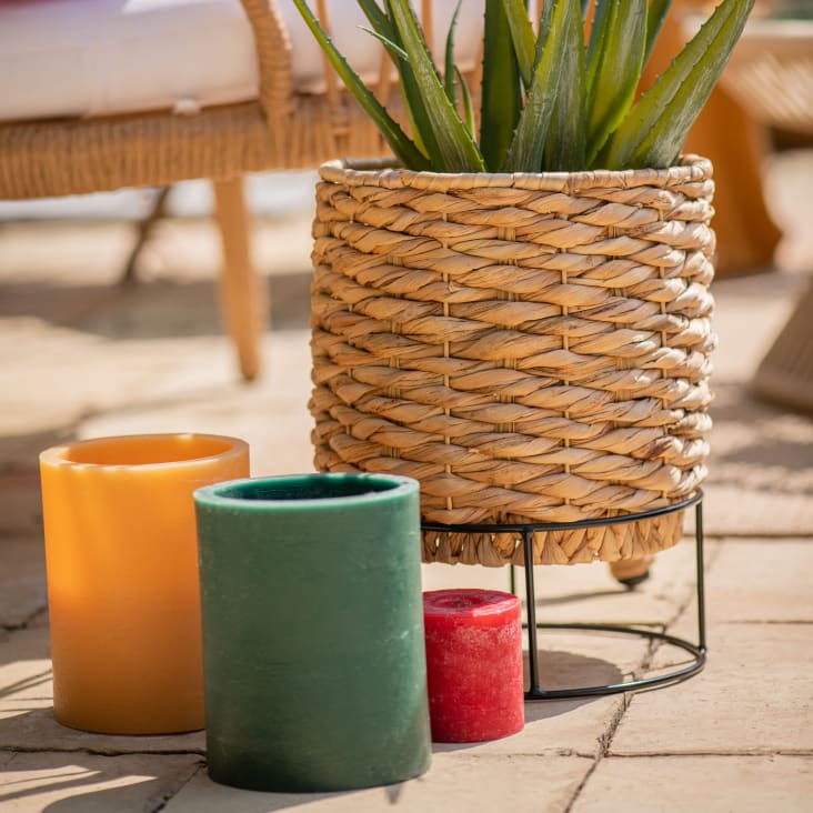 Macetero de fibra vegetal con base de metal negro Alt.30 | Maisons du Monde