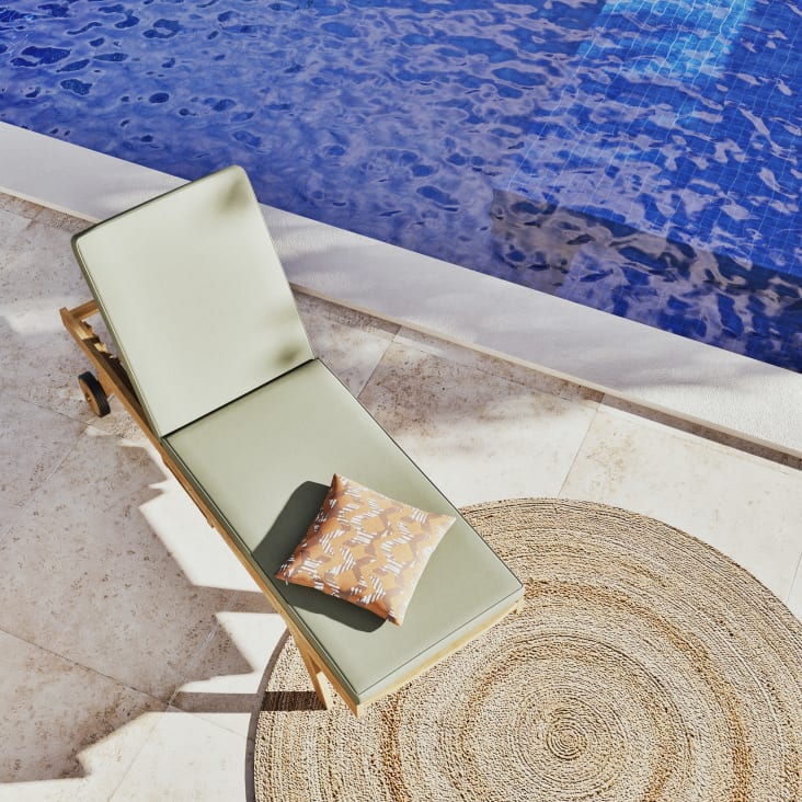 Matras van kakigroen gerecycleerd polyester voor het ligbed Oleron ...