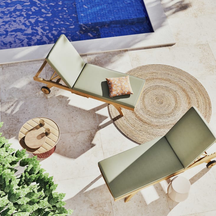 Matras van kakigroen gerecycleerd polyester voor het ligbed Oleron ...