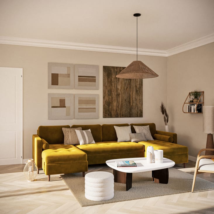 Mesa de centro branca com pés em madeira de acácia C114 Lausanne | Maisons du Monde