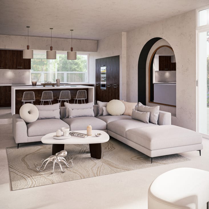 Mesa de centro branca com pés em madeira de acácia C114 Lausanne | Maisons du Monde