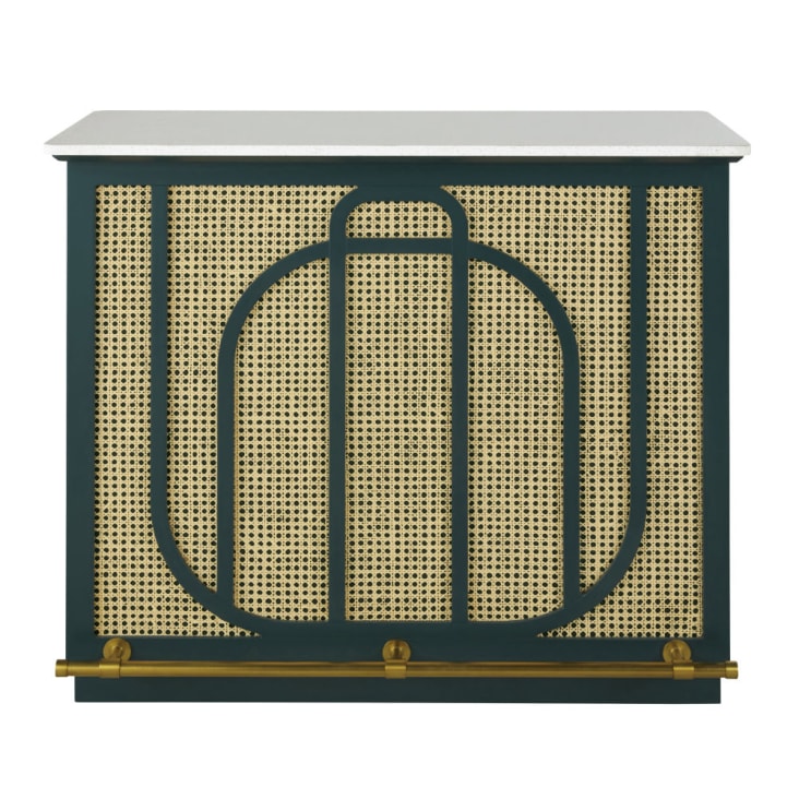 Metalen barkast met 1 deur van gevlochten rotan – dennegroen ...