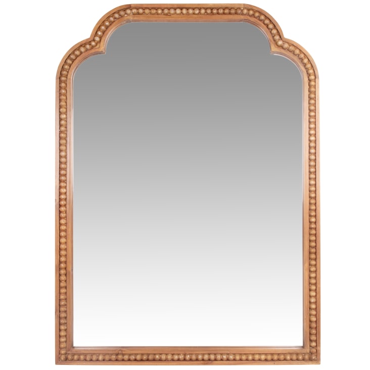 Miroir avec perles en bois de sapin gravé 66x90 QANDALA | Maisons du Monde