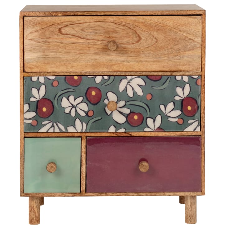 Opbergmeubeltje met 4 lades, groen/bruin/rood Louisette | Maisons du Monde