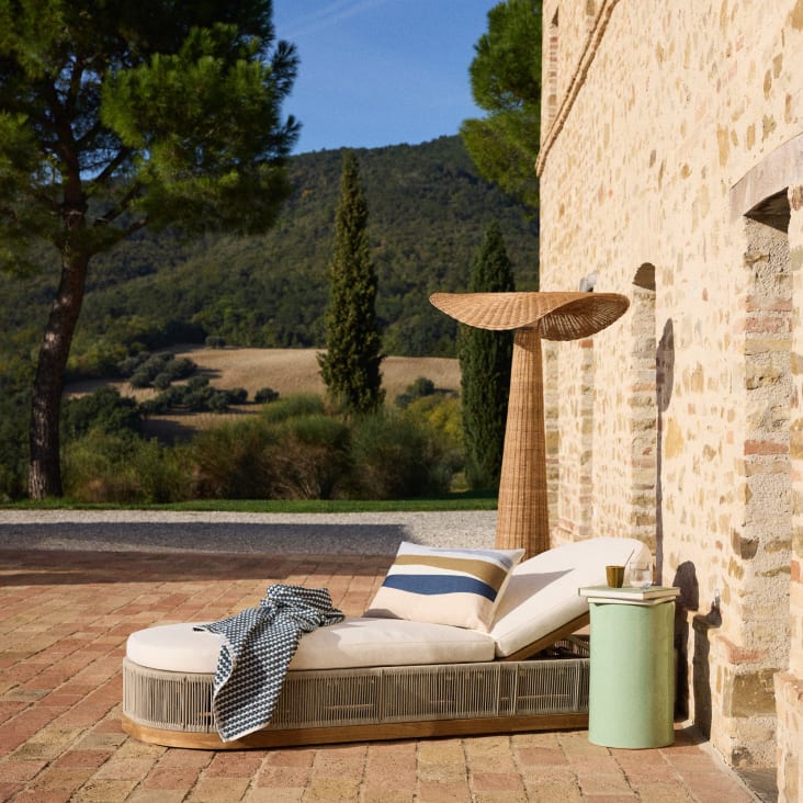 Outdoor-Stehlampe aus Rattan mit Akku Leni | Maisons du Monde