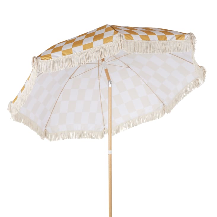 Parasol 2x2m en aluminium imitation bois et toile en polyester recyclé ...