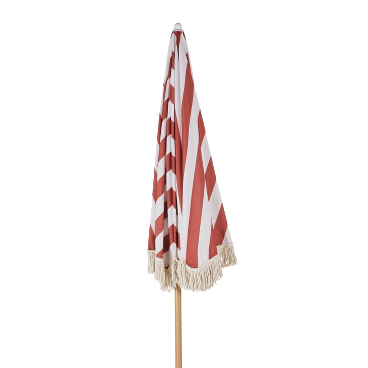 Parasol 2x2m van aluminium met houtlook en polyester doek met rode en ...