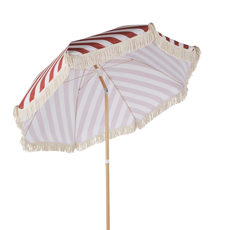 Parasol 2x2m van aluminium met houtlook en polyester doek met rode en ...
