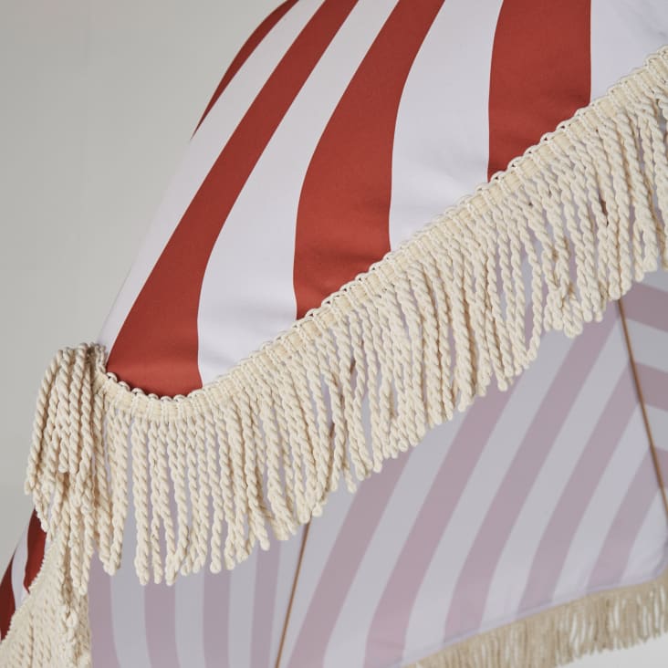 Parasol 2x2m van aluminium met houtlook en polyester doek met rode en ...