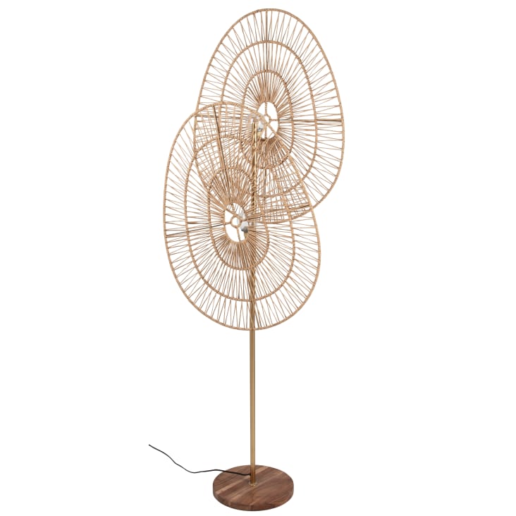 Piantana in iuta e metallo dorato con base in legno alt. 176cm KTURA ...