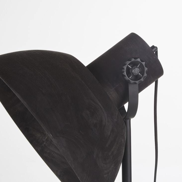 Piantana treppiede stile industriale in metallo nero con paralume ...