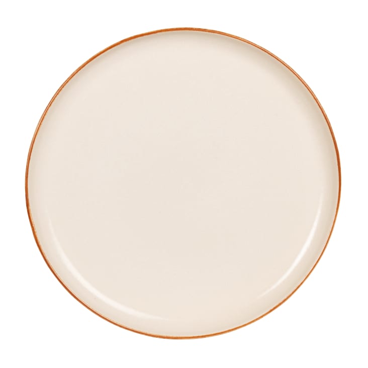 Piatto da dessert in ceramica bianca con bordo marrone Luciole ...