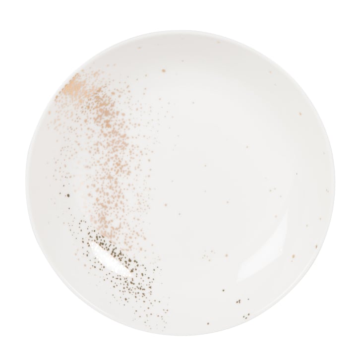 Piatto fondo in porcellana bianca e dorata Faustine | Maisons du Monde