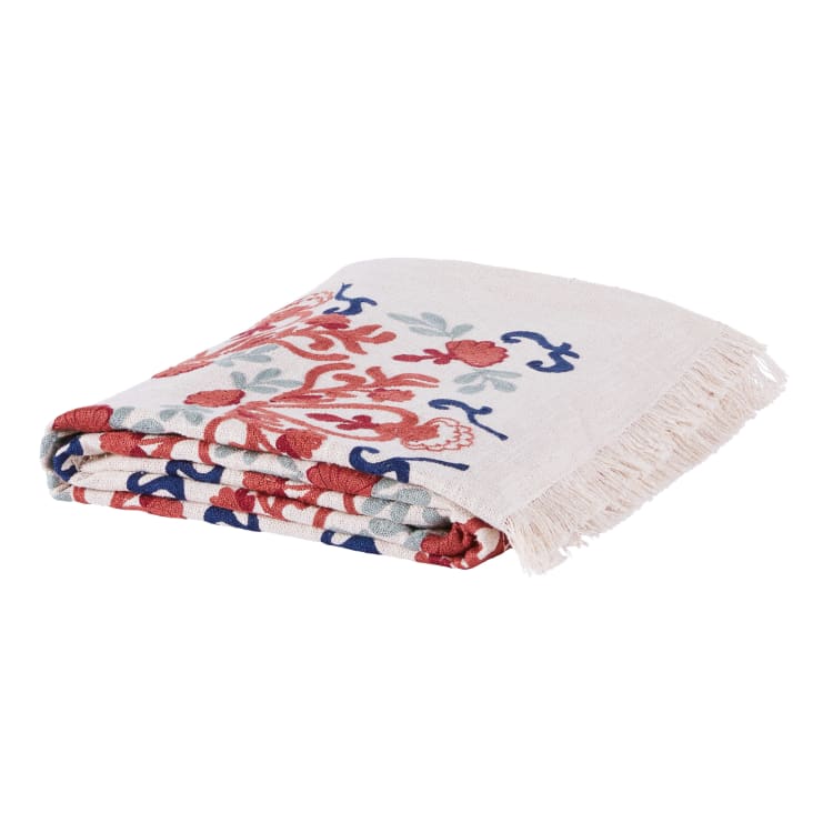 Plaid en coton motif brodé multicolore 130x170 Cataldo | Maisons du Monde