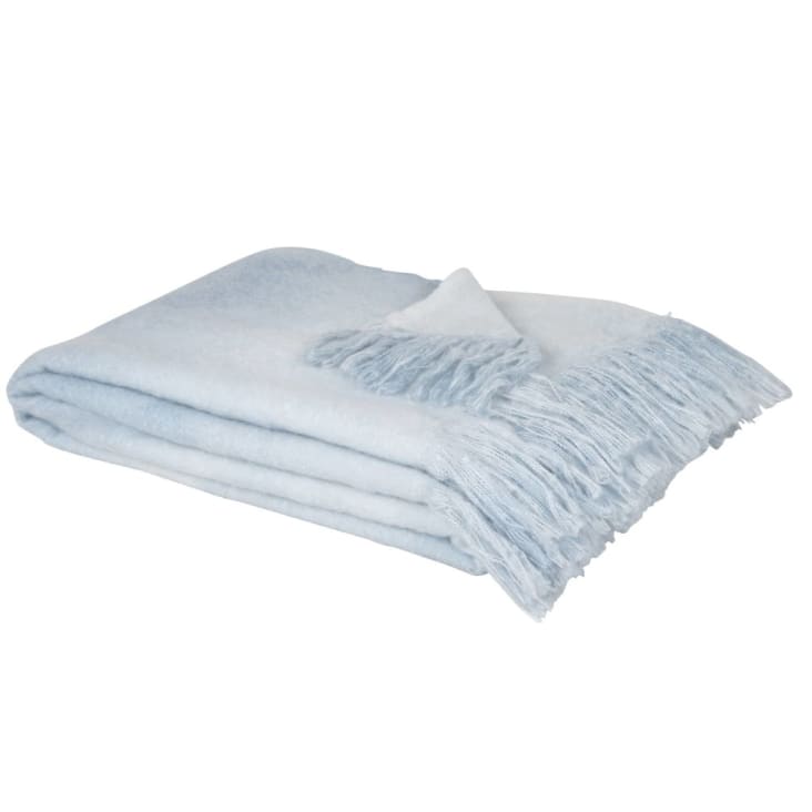 Plaid met franjes en print van gerecycleerde polyester - ecru ...