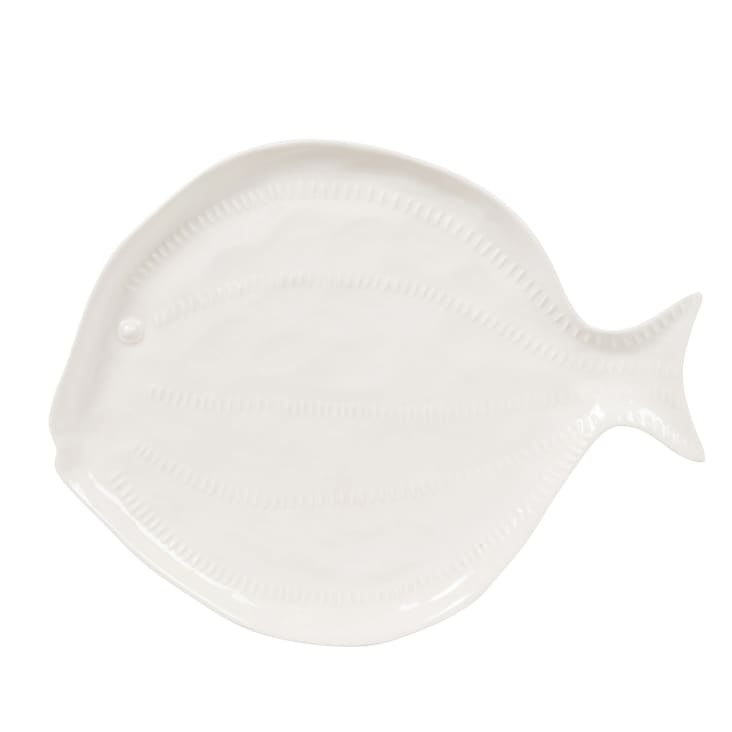 Plat de présentation poisson en grès modelé blanc Orphie | Maisons du Monde