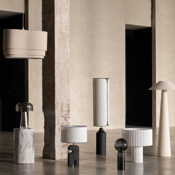 Plissé tafellamp van stof, wit Linoa | Maisons du Monde