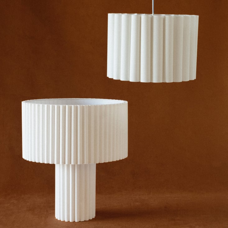 Plissé tafellamp van stof, wit Linoa | Maisons du Monde