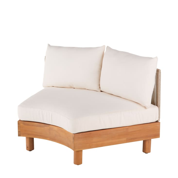 Poltrona de sofá modular para hotel em madeira de teca, corda bege e ...