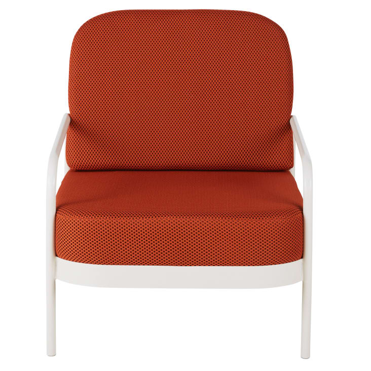 Poltrona in acciaio color crema e tessuto riciclato color ruggine Play ...