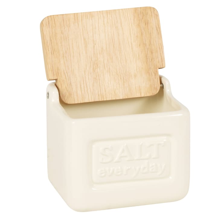 Pot à sel en dolomite et couvercle en bambou bicolore H11 Felix ...