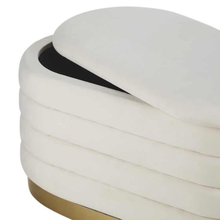 Pouf coffre en velours blanc et doré Missia | Maisons du Monde