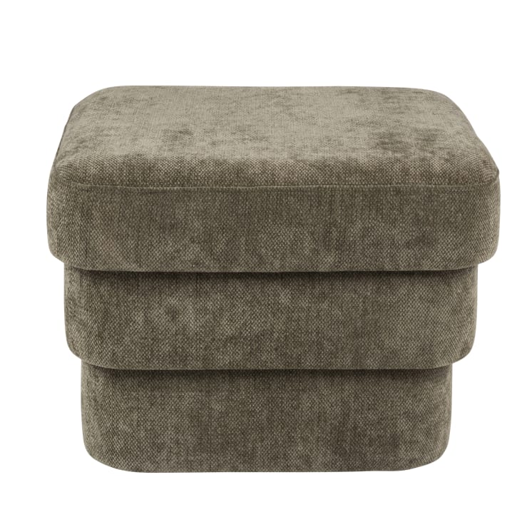 Puf desestructurado de chenilla verde caqui 50x37x36 cm Nato | Maisons ...