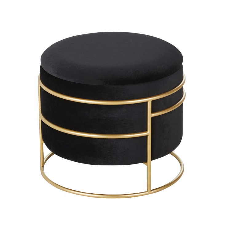 Pufe-baú de veludo preto e metal dourado Iliana | Maisons du Monde