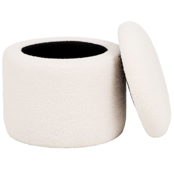 Pufe em tecido bouclé com arrumação cru HERACLES | Maisons du Monde