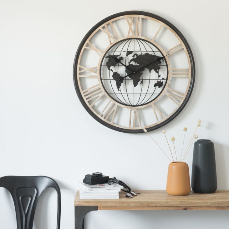 Reloj globo terráqueo y bicolor D.70 RUSTY | Maisons du Monde