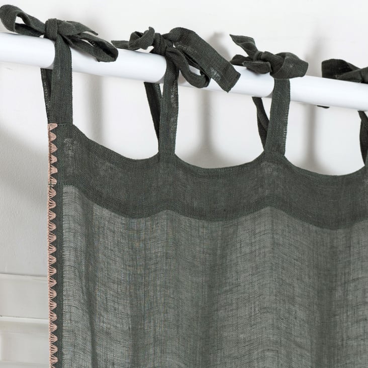 Rideau à nouettes en lin vert kaki à l'unité 140x250 DIKIRN | Maisons ...